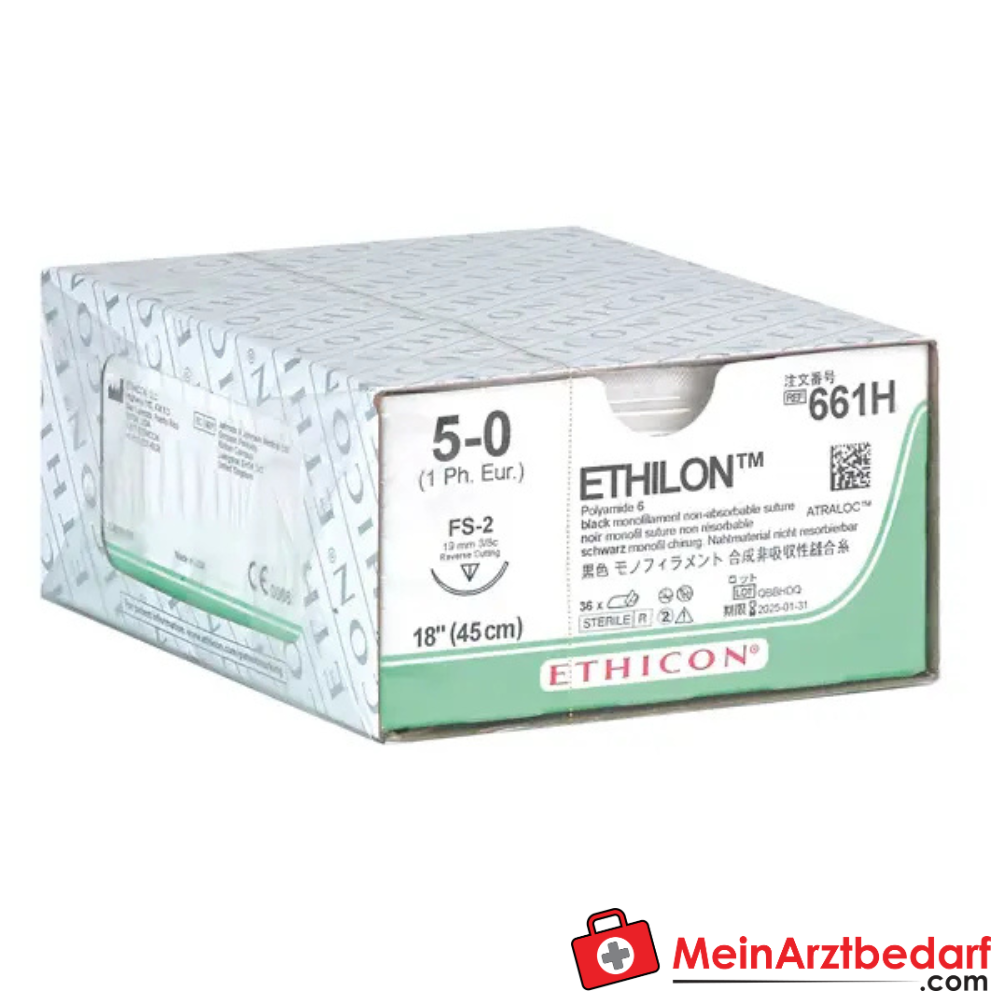 Ethilon suture black monofilament MULTIPASS 5/0 - 36 pieces
